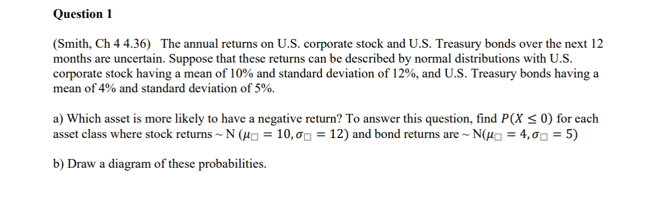 Solved ∑?NQuestion 1(Smith, ﻿Ch 4 4.36) ﻿The annual returns | Chegg.com
