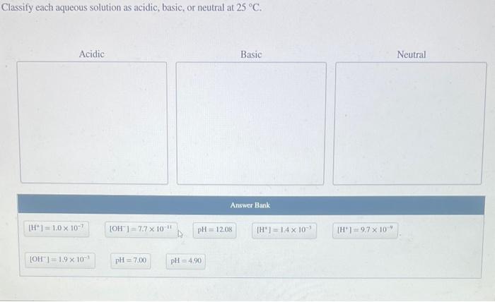Solved Classify each aqueous solution as acidic, basic, of | Chegg.com