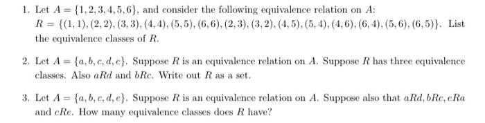 Solved 1. Let A={1,2,3,4,5,6}, and consider the following | Chegg.com