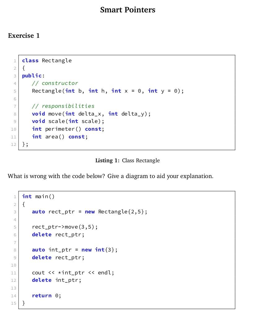 Solved Exercise 1 Listing 1: Class Rectangle What is wrong | Chegg.com