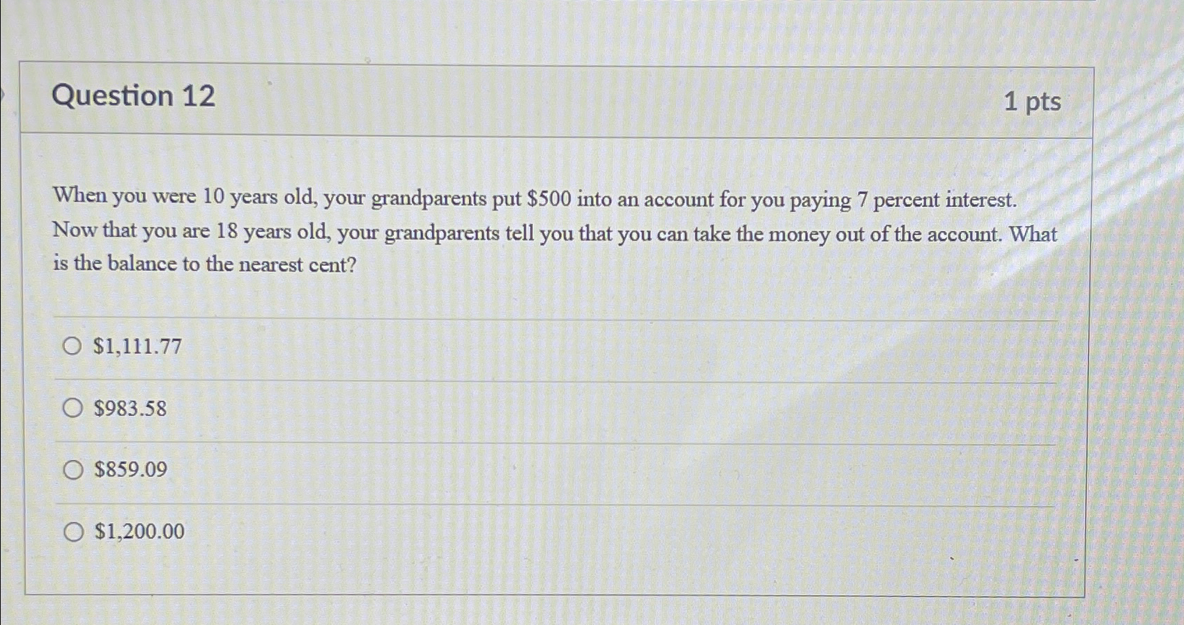 Solved Question 121ptsWhen you were 10 ﻿years old, your | Chegg.com