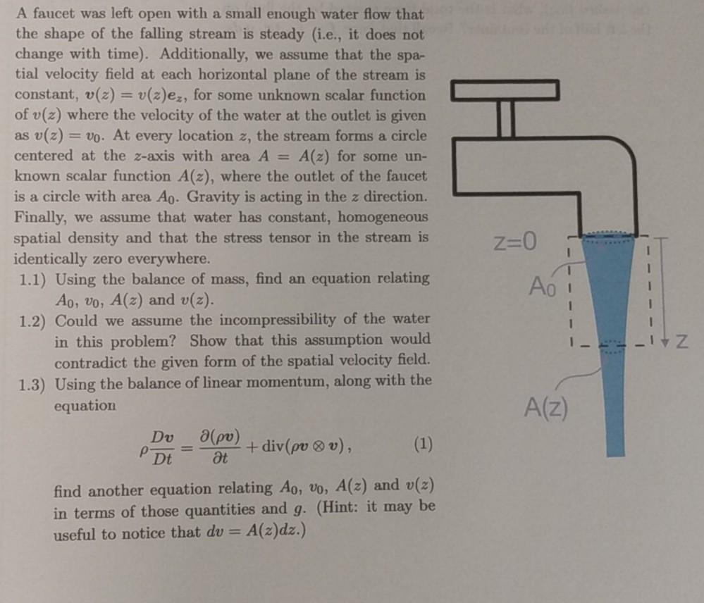 Solved A faucet was left open with a small enough water flow | Chegg.com