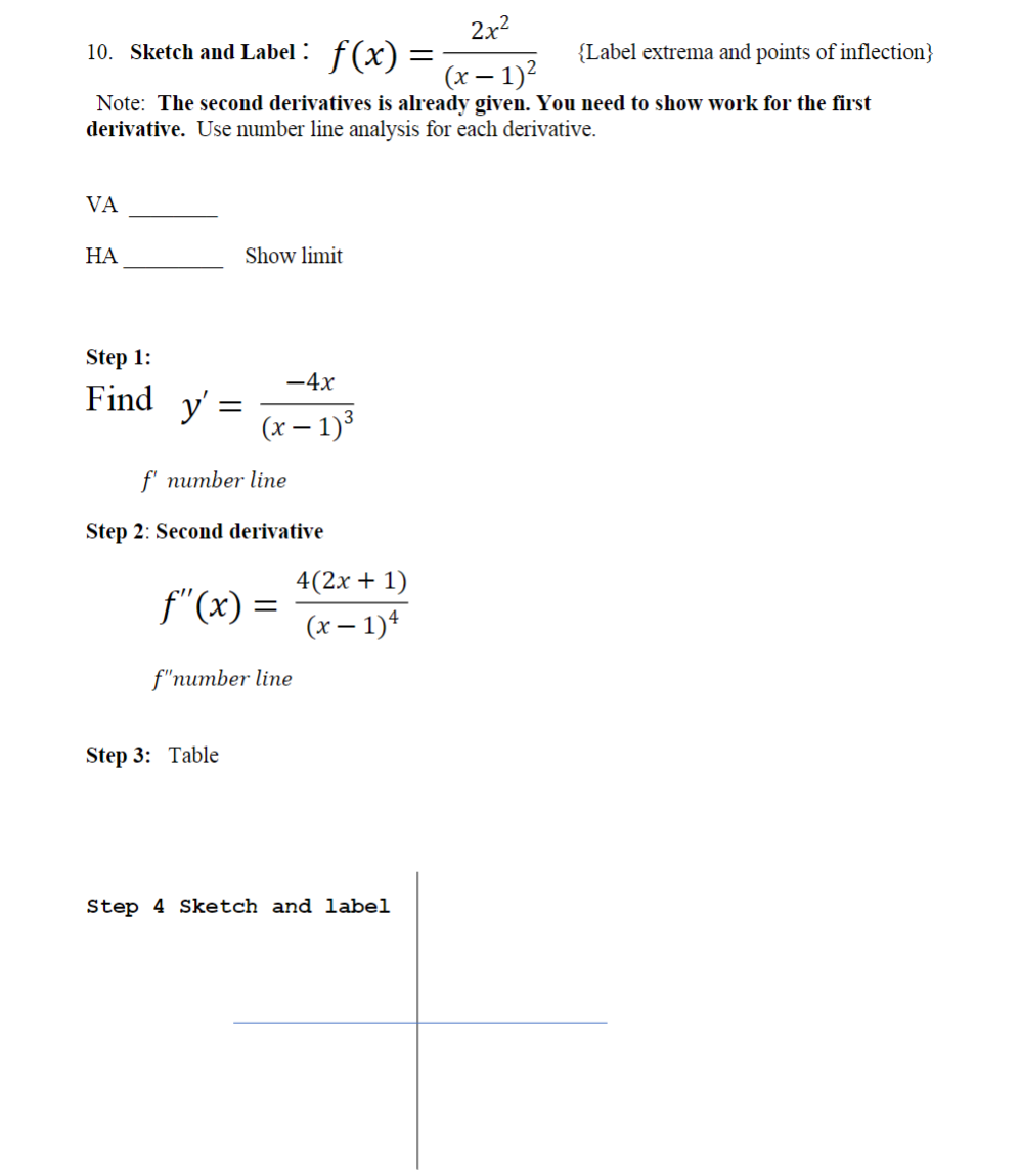 Solved Sketch and Label: f(x)=2x2(x-1)2, {Label extrema and | Chegg.com