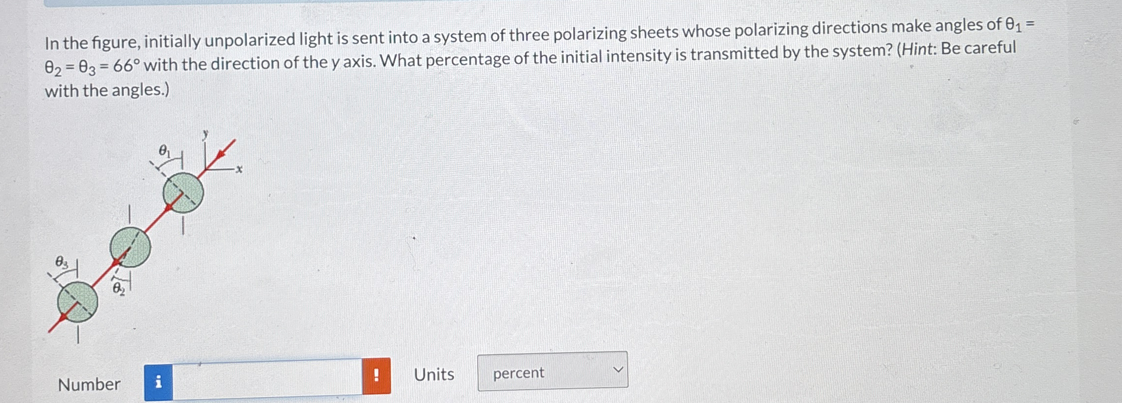 Solved In the figure, initially unpolarized light is sent | Chegg.com