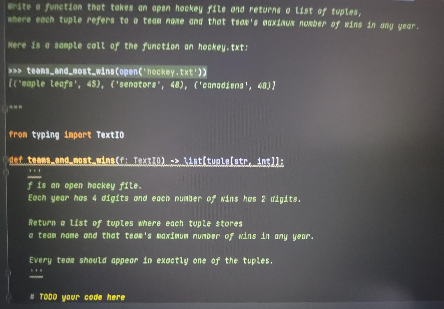 Solved Each line of a hockey file contains a four-digit | Chegg.com