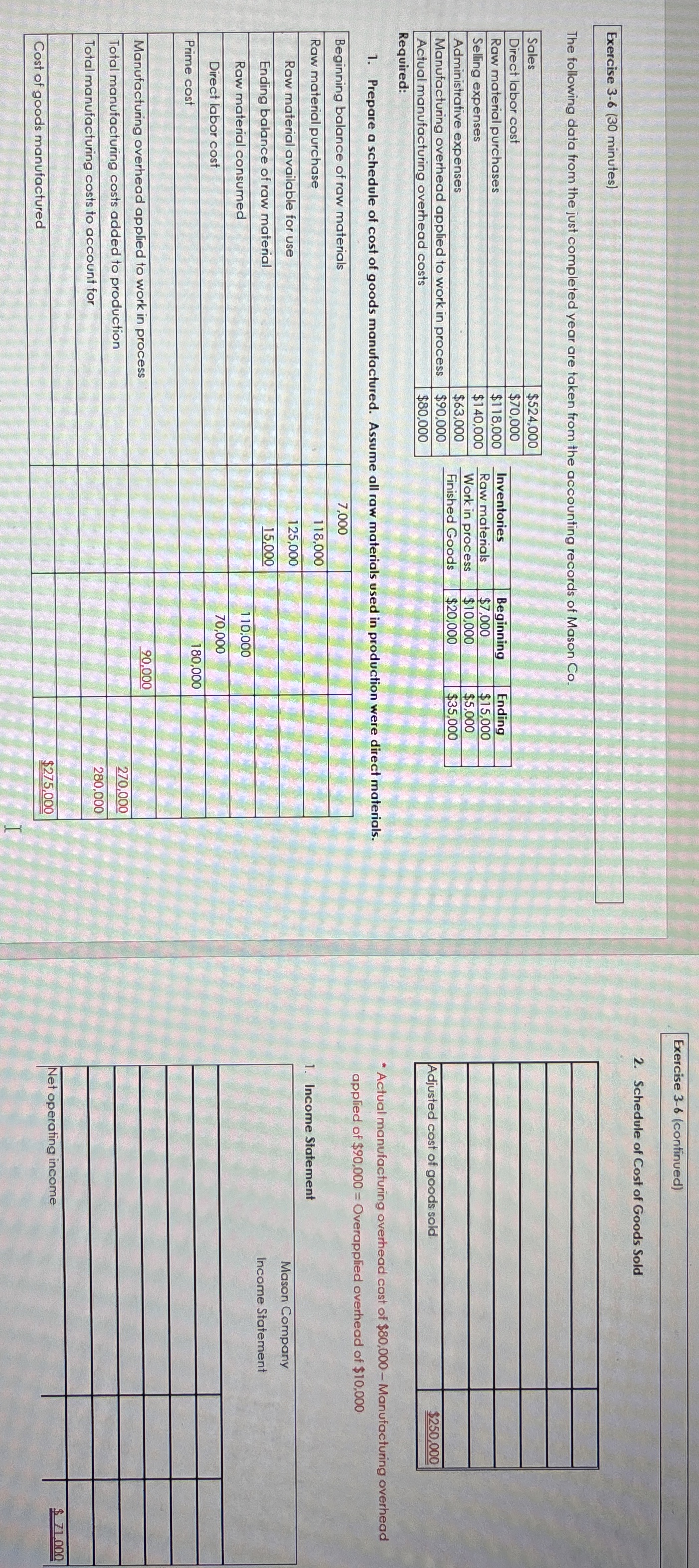 Solved Exercise 3-6 (continued)Exercise 3-6 ( 30 | Chegg.com