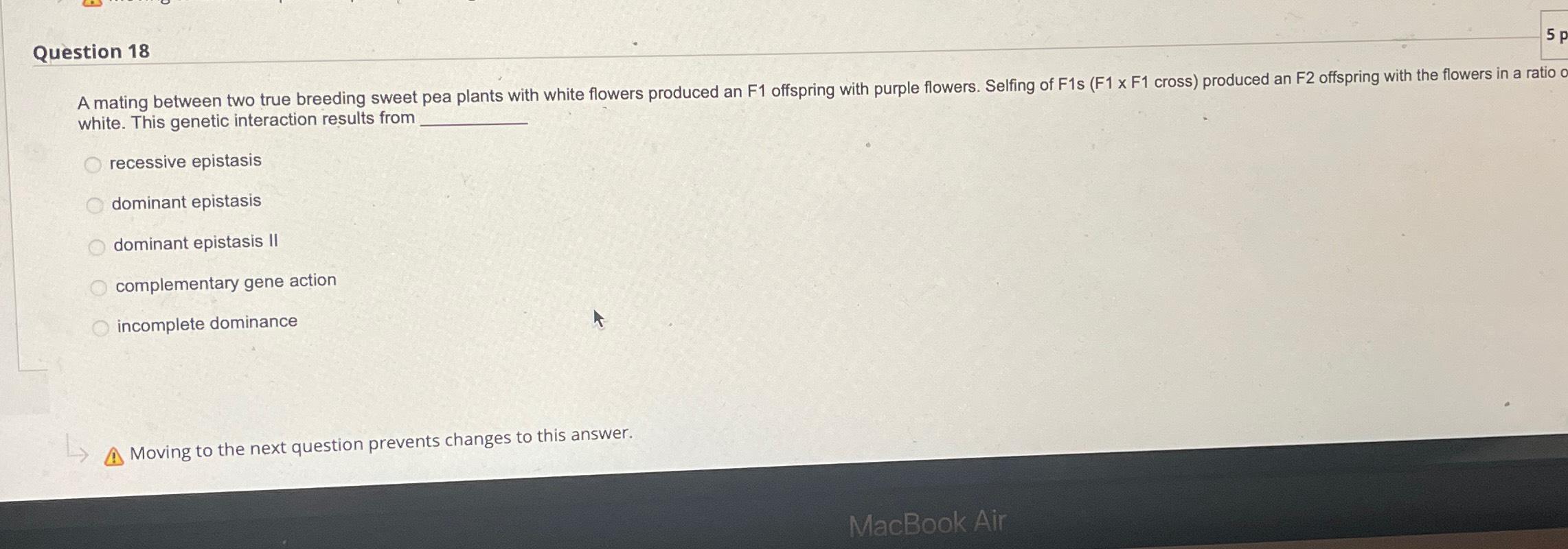 Solved Question 18 ﻿white. This genetic interaction results | Chegg.com