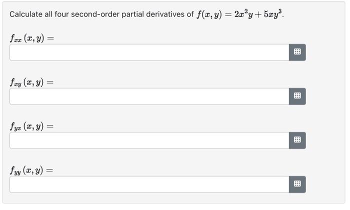 Solved Calculate all four second-order partial derivatives | Chegg.com