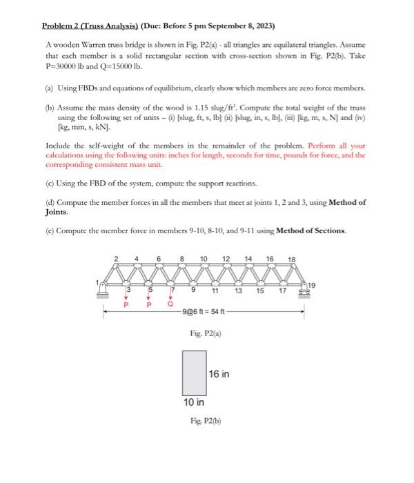 Solved Problem 2 (Truss Analysis) (Due: Before 5 pm | Chegg.com