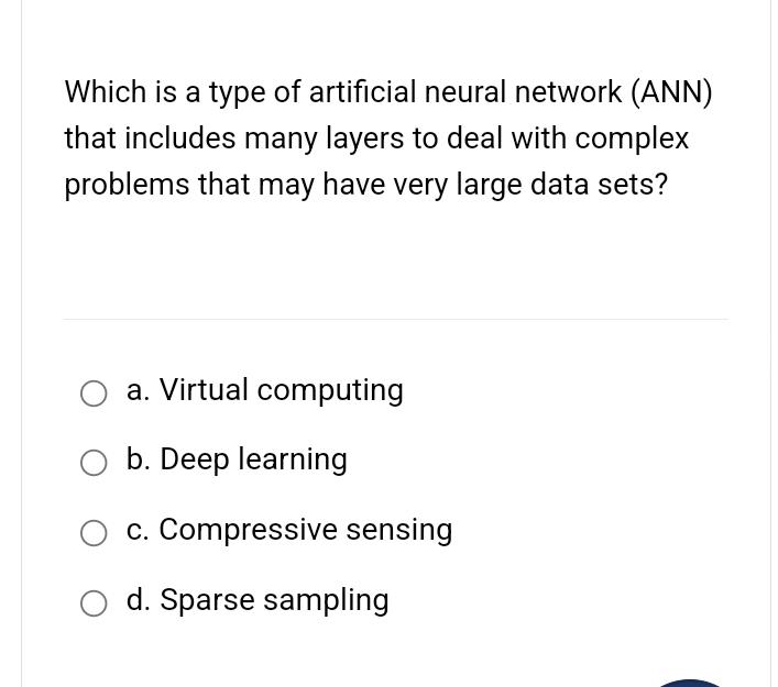 Solved Which is a type of artificial neural network (ANN) | Chegg.com