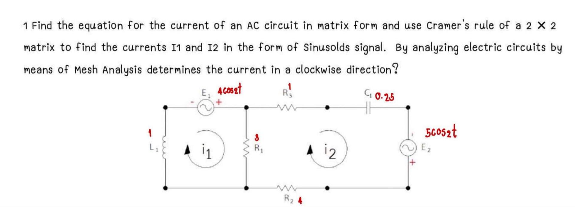 Solved 1 Find the equation for the current of an AC circuit | Chegg.com