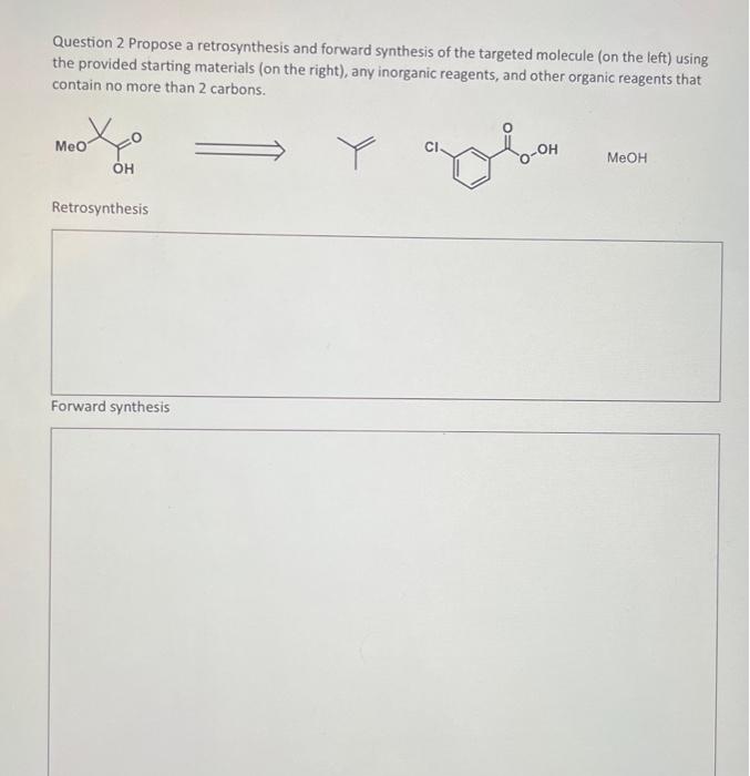 Solved Question 2 Propose a retrosynthesis and forward | Chegg.com