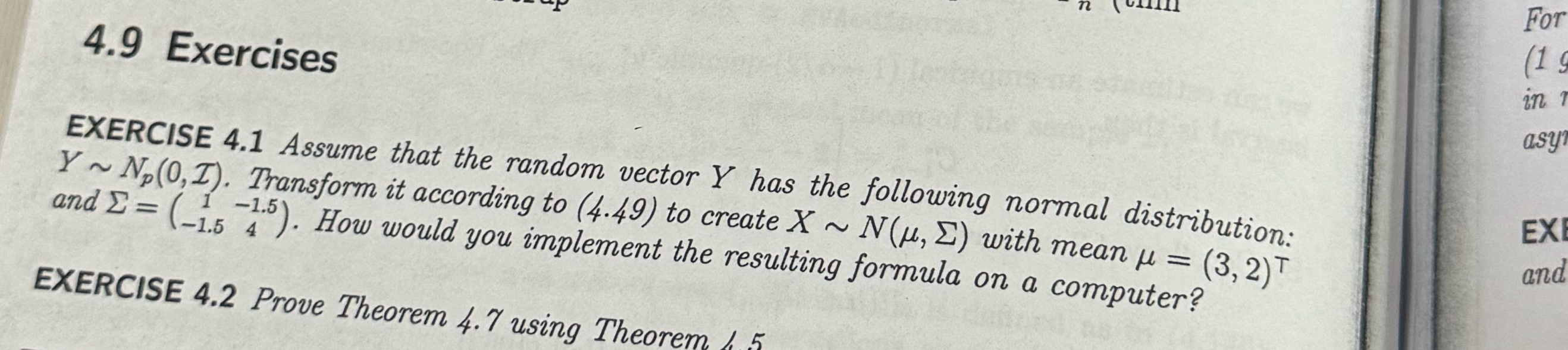 Solved EXERCISE 4.1 ﻿Assume that the random vector Y ﻿has | Chegg.com