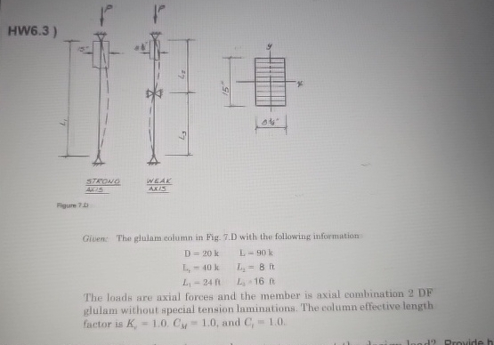 Solved HW6.3)Agure 7.DGiven: The glulam column in Fig. 7.D | Chegg.com