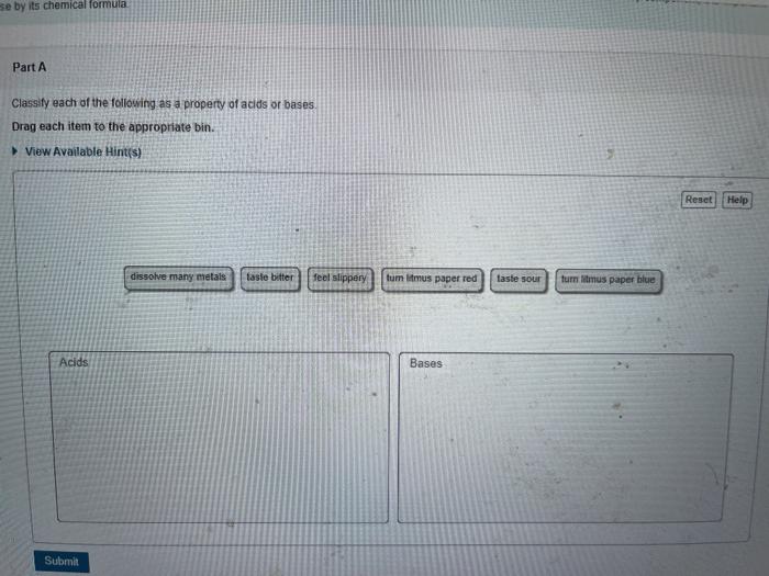 Solved se by its chemical formula Part A Classify each of | Chegg.com