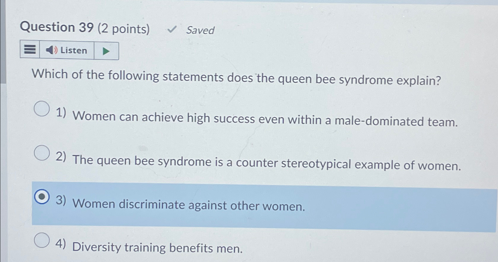 Solved Question 39 (2 ﻿points) ﻿SavedWhich of the following | Chegg.com