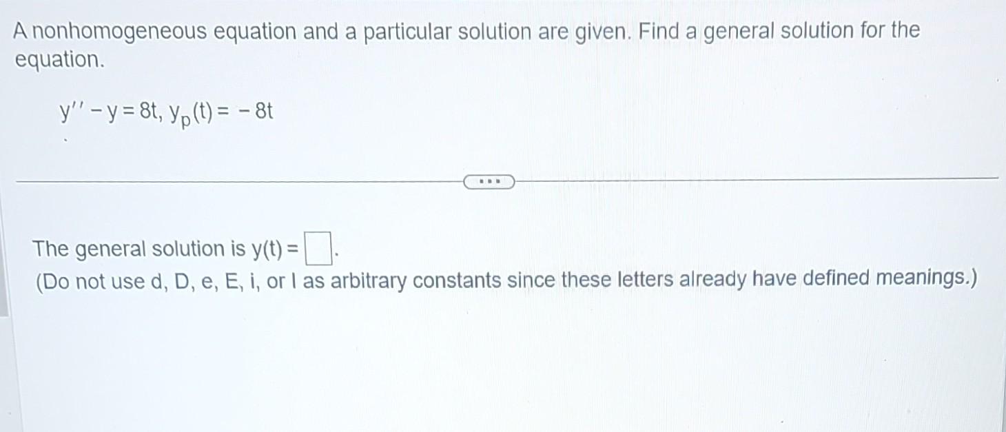 Solved Given that y1(t)=cost is a solution to y′′−y′+y=sint | Chegg.com
