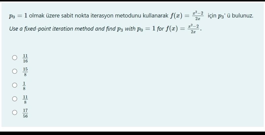Solved p0=1 olmak üzere sabit nokta iterasyon metodunu | Chegg.com