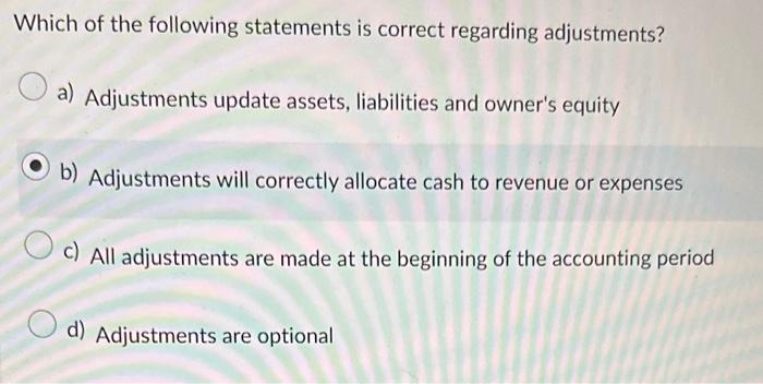 Solved Which Of The Following Statements Is Correct 