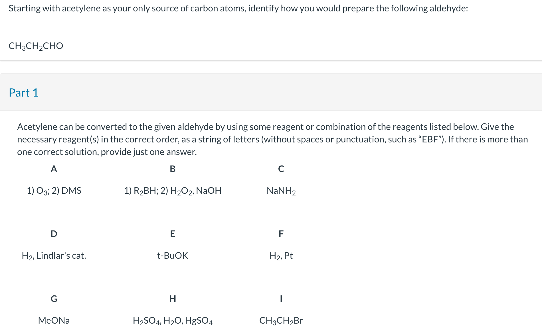Solved Starting with acetylene as your only source of carbon | Chegg.com