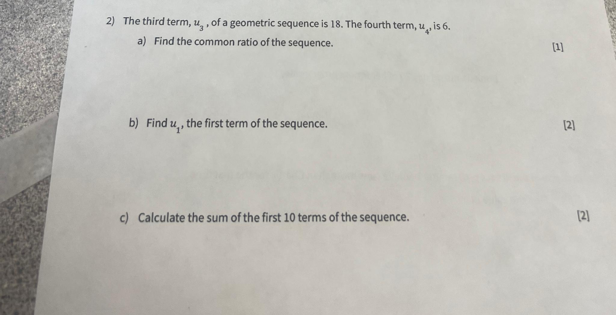 Solved The third term, u3, ﻿of a geometric sequence is 18 . | Chegg.com