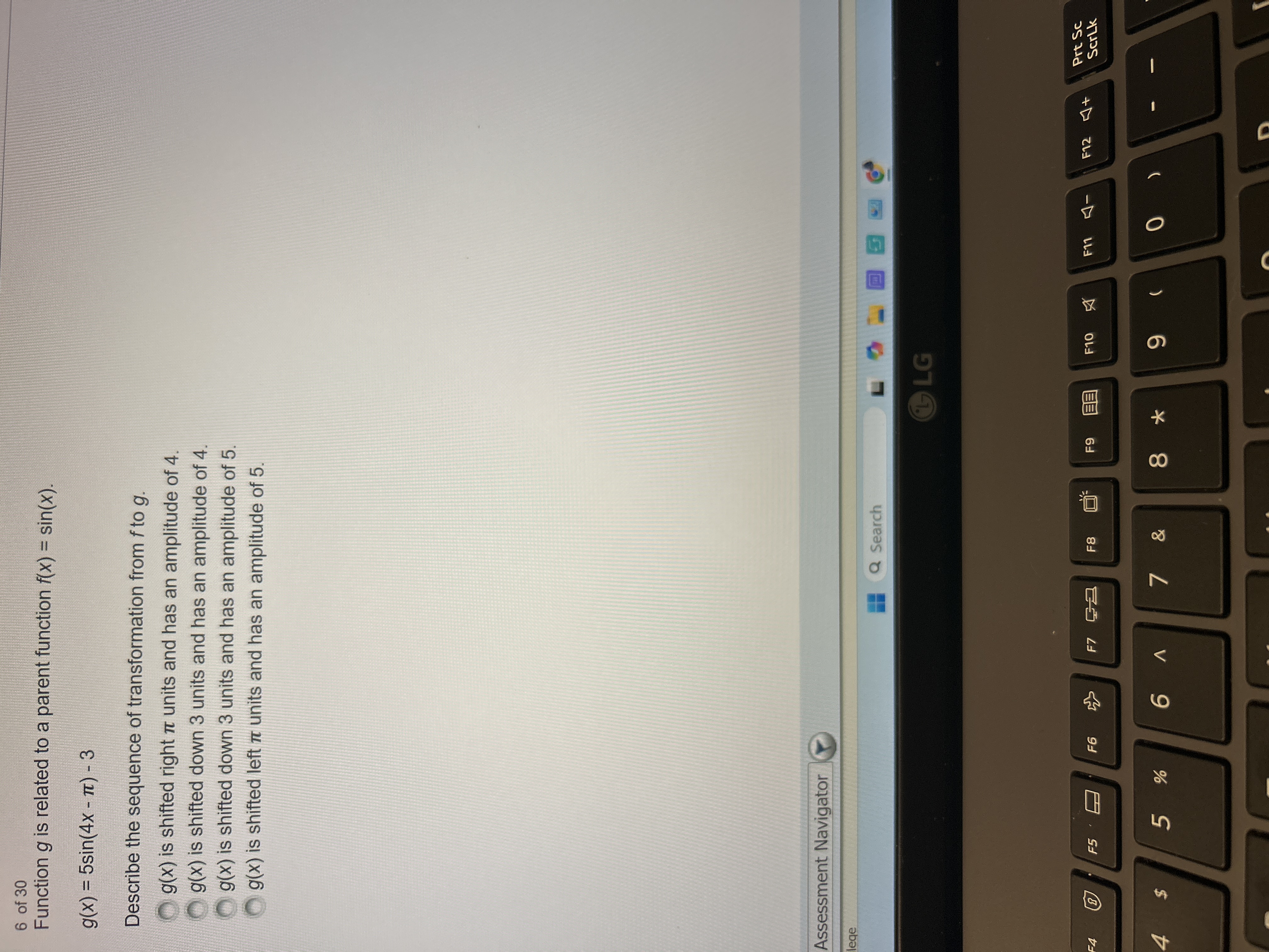 Solved 6 of 30Function g is ﻿related to ﻿a parent function | Chegg.com