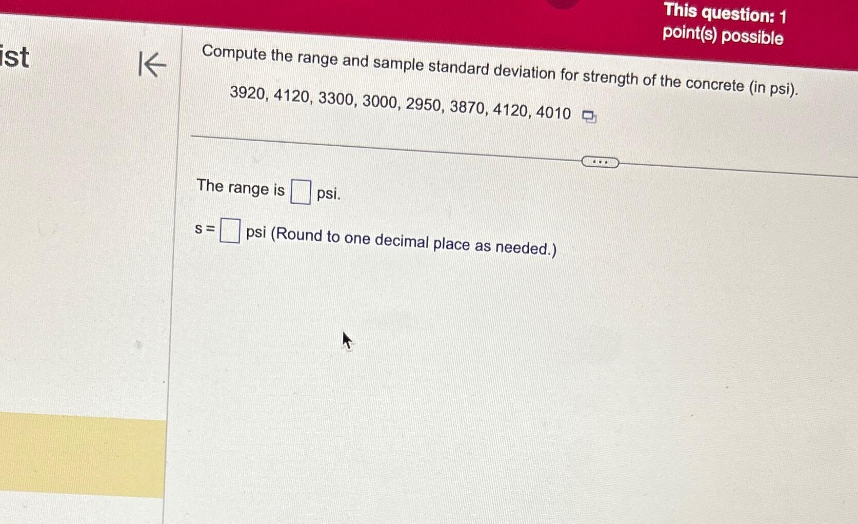 Solved This question: 1 ﻿point(s) ﻿possibleCompute the range | Chegg.com