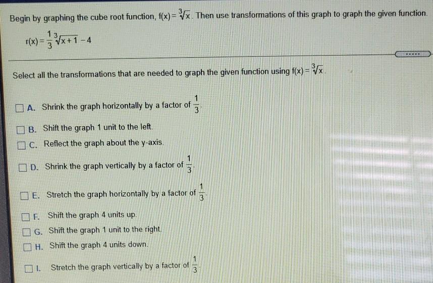 Solved Begin by graphing the square root function, f(x)=x. | Chegg.com