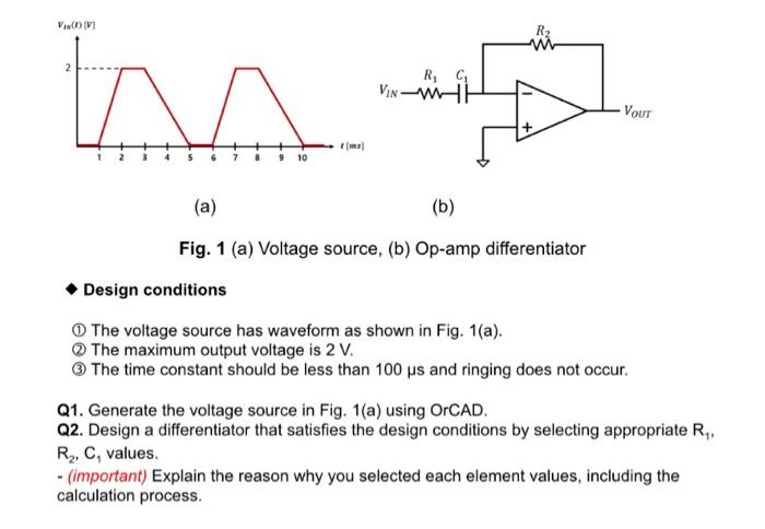 Solved (a) (b) Fig. 1 (a) Voltage source, (b) Op-amp | Chegg.com