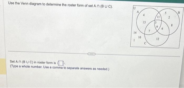 Solved Use the Venn diagram to determine the roster form of | Chegg.com