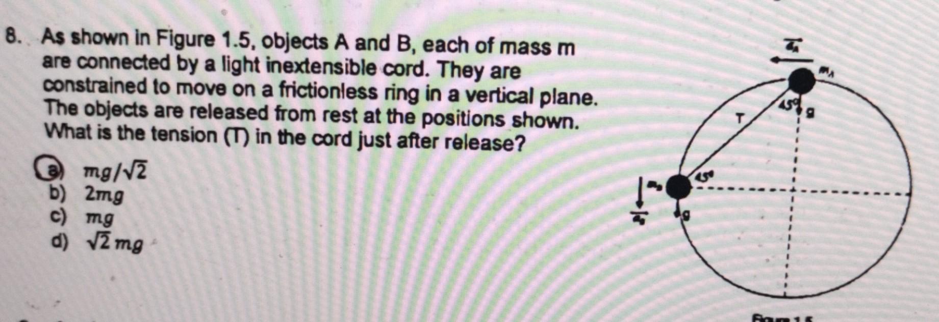 Solved 8. As shown in Figure 1.5, objects A and B, each of | Chegg.com