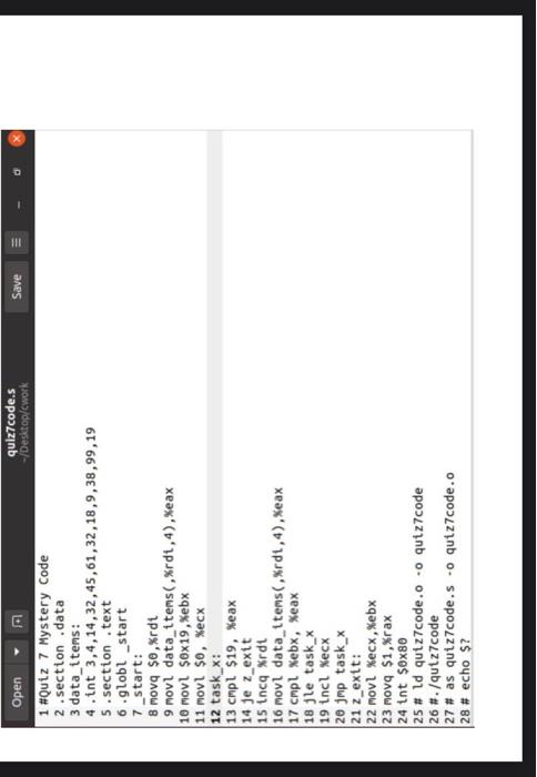 Solved Modify the quiz7code.s file sent to you as part of | Chegg.com