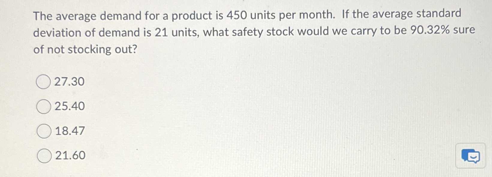 Solved The average demand for a product is 450 ﻿units per | Chegg.com
