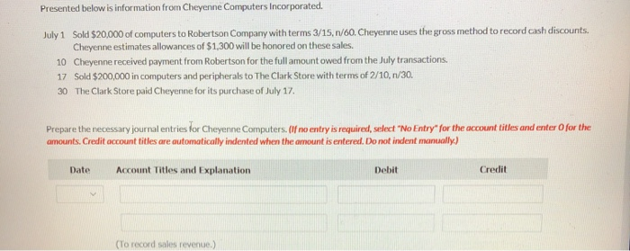 Solved Presented below is information from Cheyenne | Chegg.com