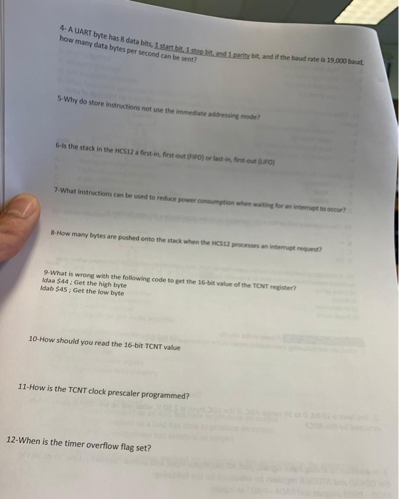 Solved 4- AUART byte has 8 data bits, 1 start bit. 1 stop | Chegg.com