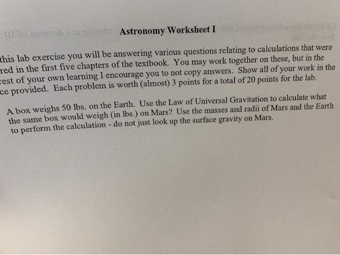 Solved 110 o ibi do Astronomy Worksheet I this lab exercise | Chegg.com