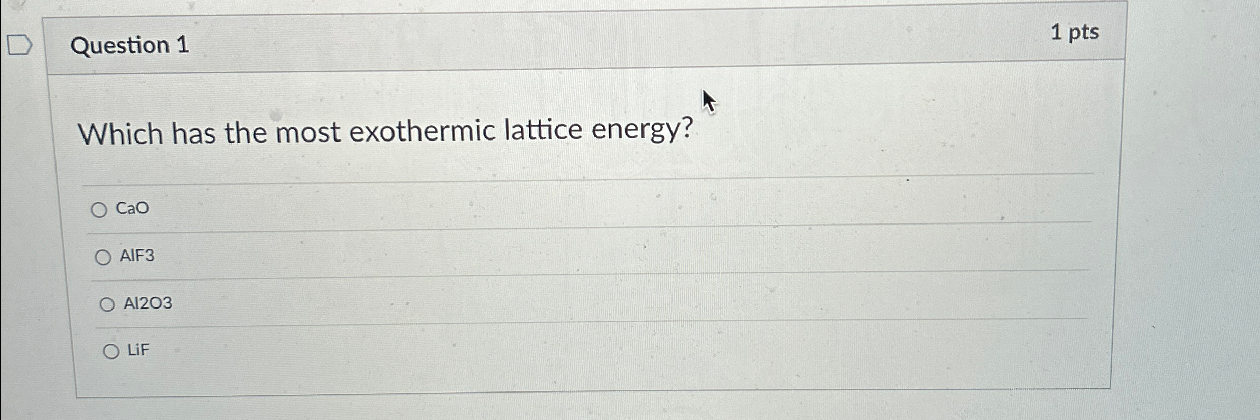Solved Question 11 ptsWhich has the most exothermic lattice | Chegg.com Solved Question 11 ptsWhich has the most exothermic lattice | Chegg.com