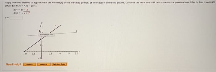 Solved Apply Newton's Method to approximate the x-value(s) | Chegg.com