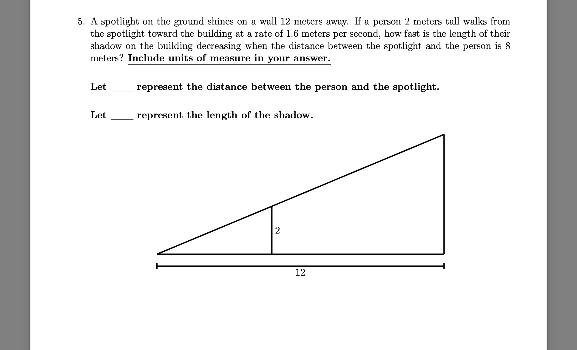 Solved A spotlight on the ground shines on a wall 12 ﻿meters | Chegg.com