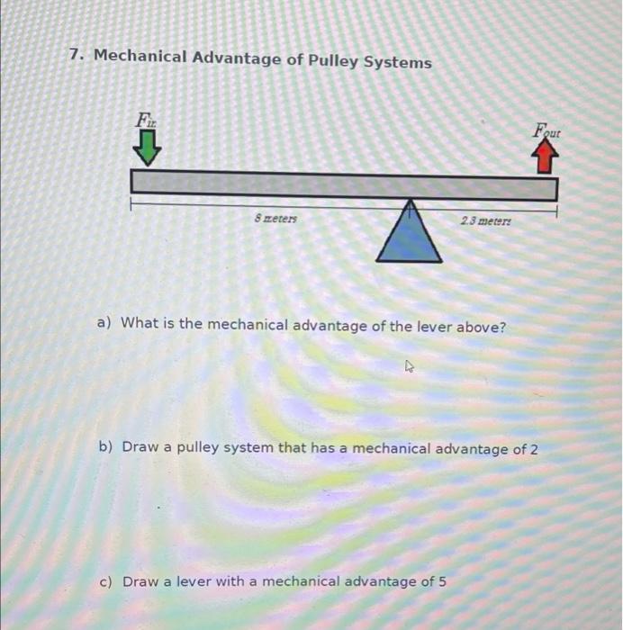Solved 7. Mechanical Advantage of Pulley Systems Fin 8 | Chegg.com