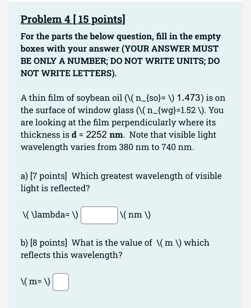 Solved Problem 4 15 Points For The Parts The Below 