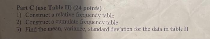 Solved Part C (use Table II) (24 points) 1) Construct a | Chegg.com