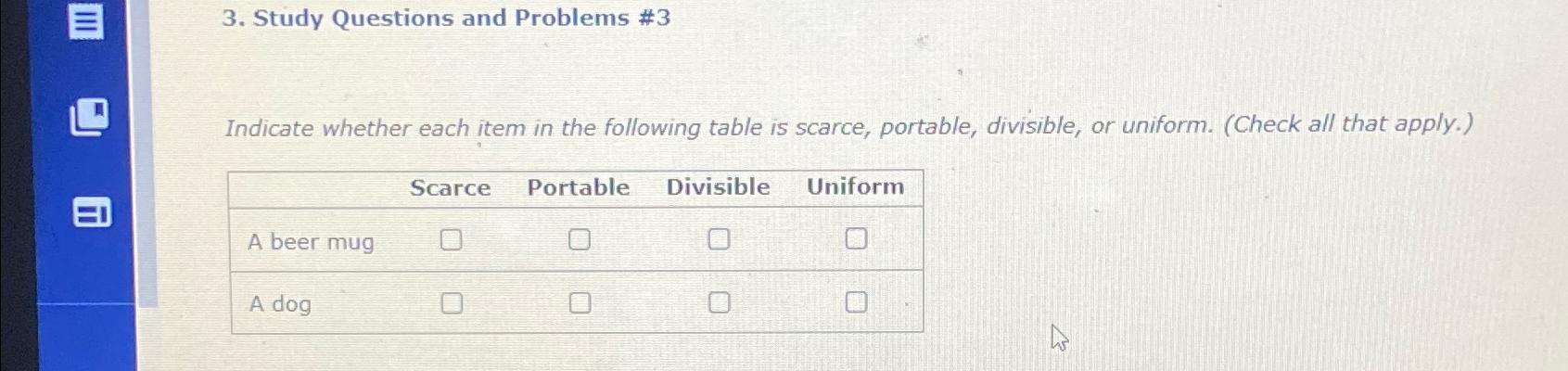 Solved Study Questions and Problems #3Indicate whether each | Chegg.com