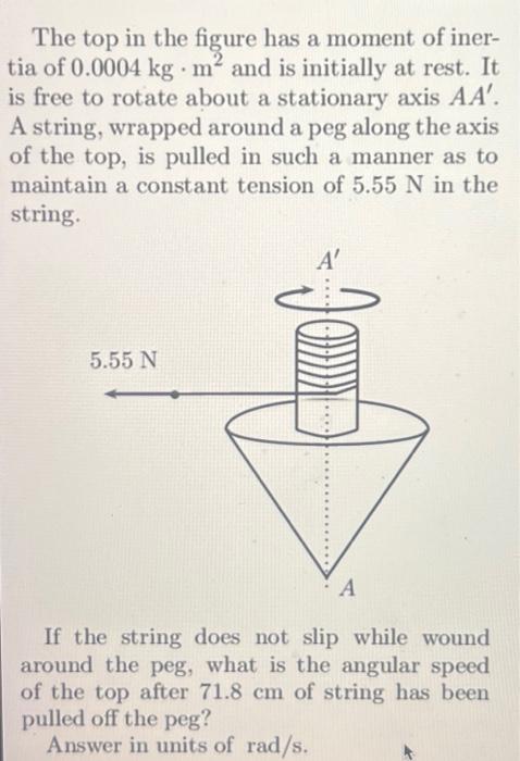 Solved The top in the figure has a moment of inertia of | Chegg.com
