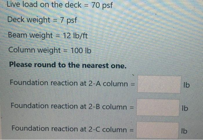 Solved Live load on the deck 70 psf Deck weight = 7 psf Beam | Chegg.com