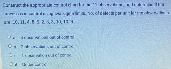 Solved Construct the appropriate control chart for the 11 | Chegg.com