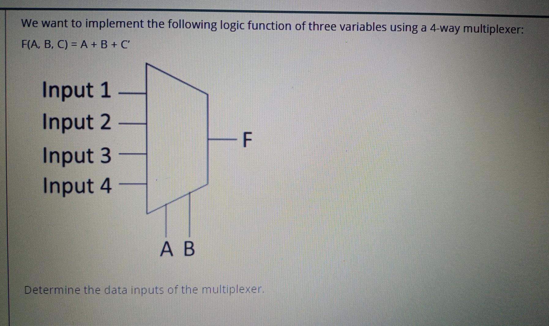 Solved We want to implement the following logic function of | Chegg.com