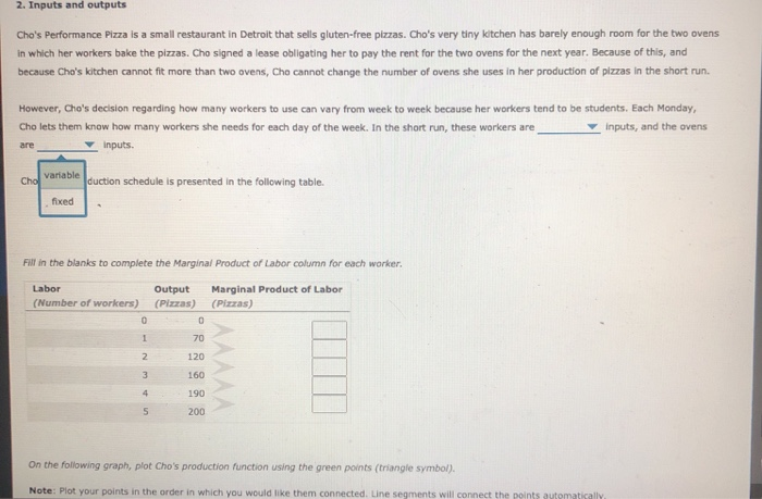Solved 2. Inputs and outputs Cho's Performance Pizza is a | Chegg.com