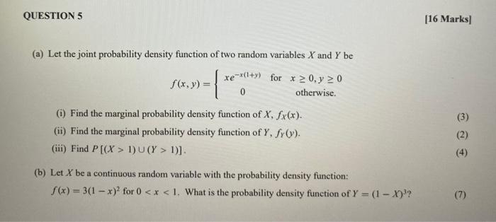 Solved (a) Let the joint probability density function of two | Chegg.com
