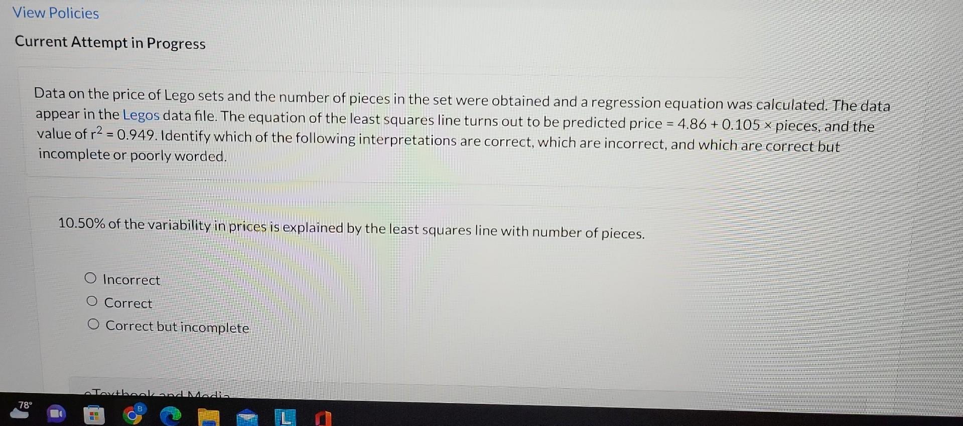 Solved Data On The Price Of Lego Sets And The Number Of Chegg